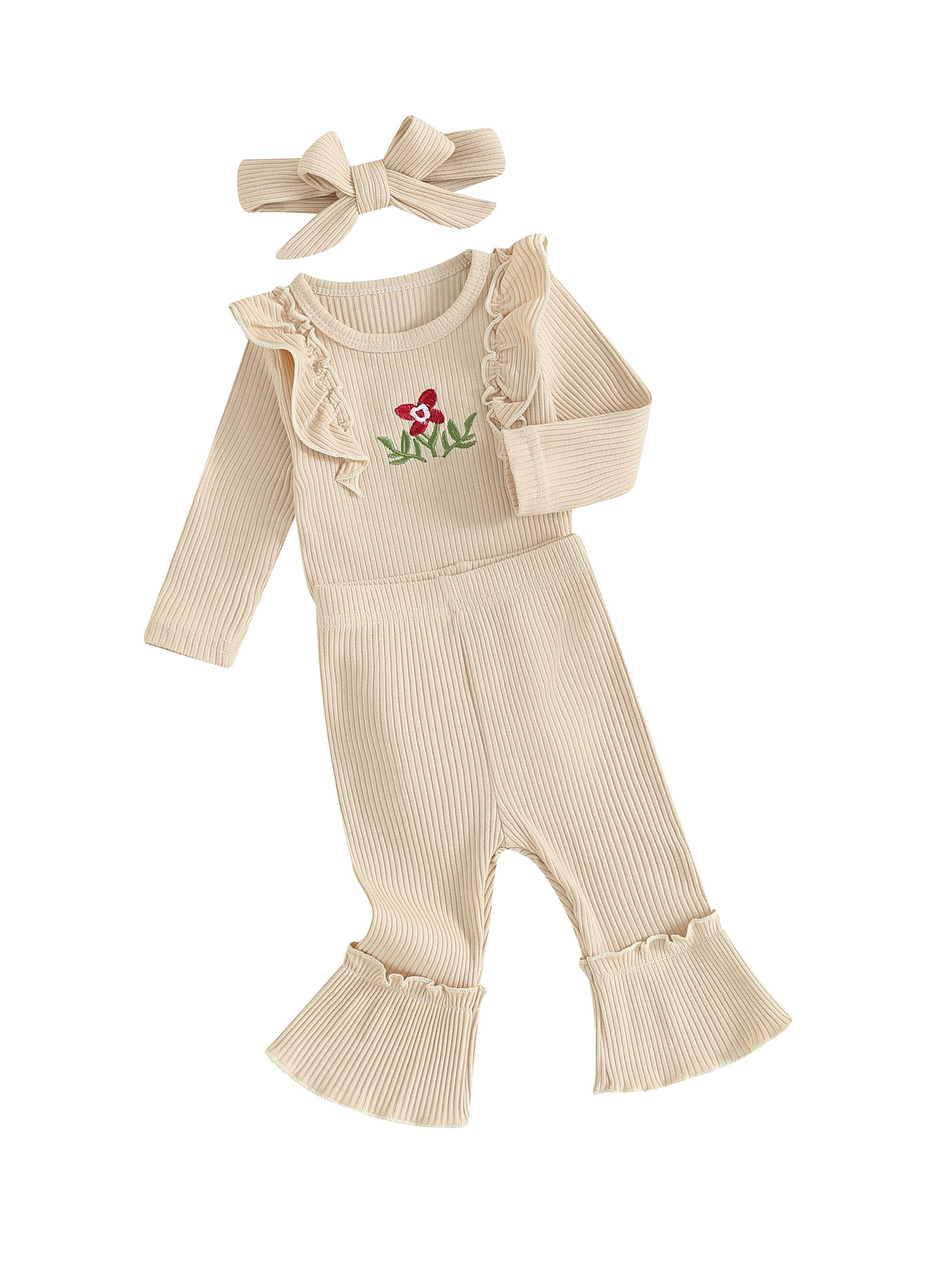 Newborn Baby Girls Spring Outfit, Long Sleeve Embroidery Flower Romper ...