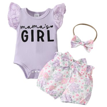 Izhansean 3PCS Newborn Baby Girl Summer Clothes Floral Romper Jumpsuit Shorts Outfits Set Yellow ...