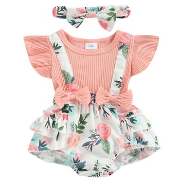 Izhansean 3PCS Newborn Baby Girl Summer Clothes Floral Romper Jumpsuit Shorts Outfits Set Green ...