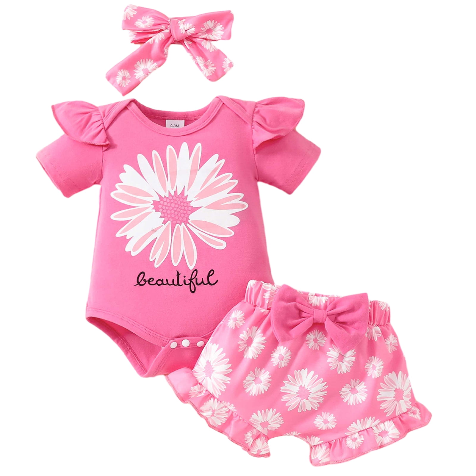 Newborn Baby Girls Summer Outfits Set Daisy Short Sleeve Rompers ...