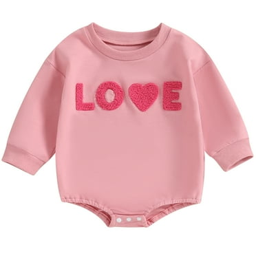 Baby Boy Valentines Day Outfit 3M 6M 12M 18M Sweatshirt Romper Long Sleeve Bubble Onesie Newborn ...
