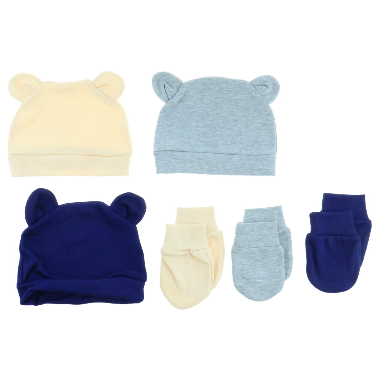 Newborn Baby Hat and Mittens Set, 3pcs Hats Caps & 3Pairs Mittens ...