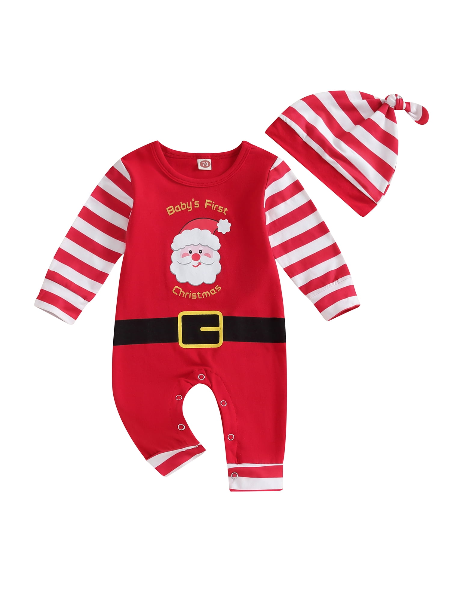 Newborn Baby My First Christmas Outfit Boy Girl 3 6 12 18 Months Santa Claus Long Sleeve ...
