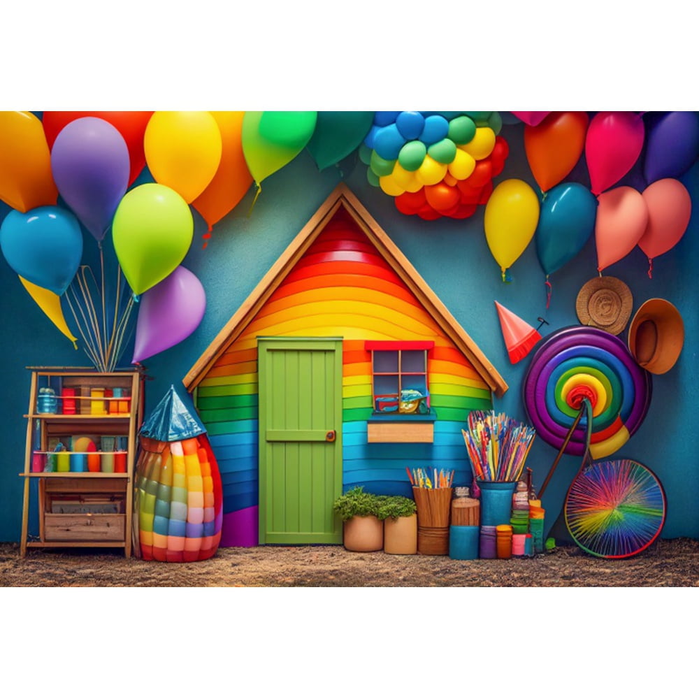 Newborn Baby Portrait Backdrop 3D Colorful Air Balloon Cloud Boy Girl ...