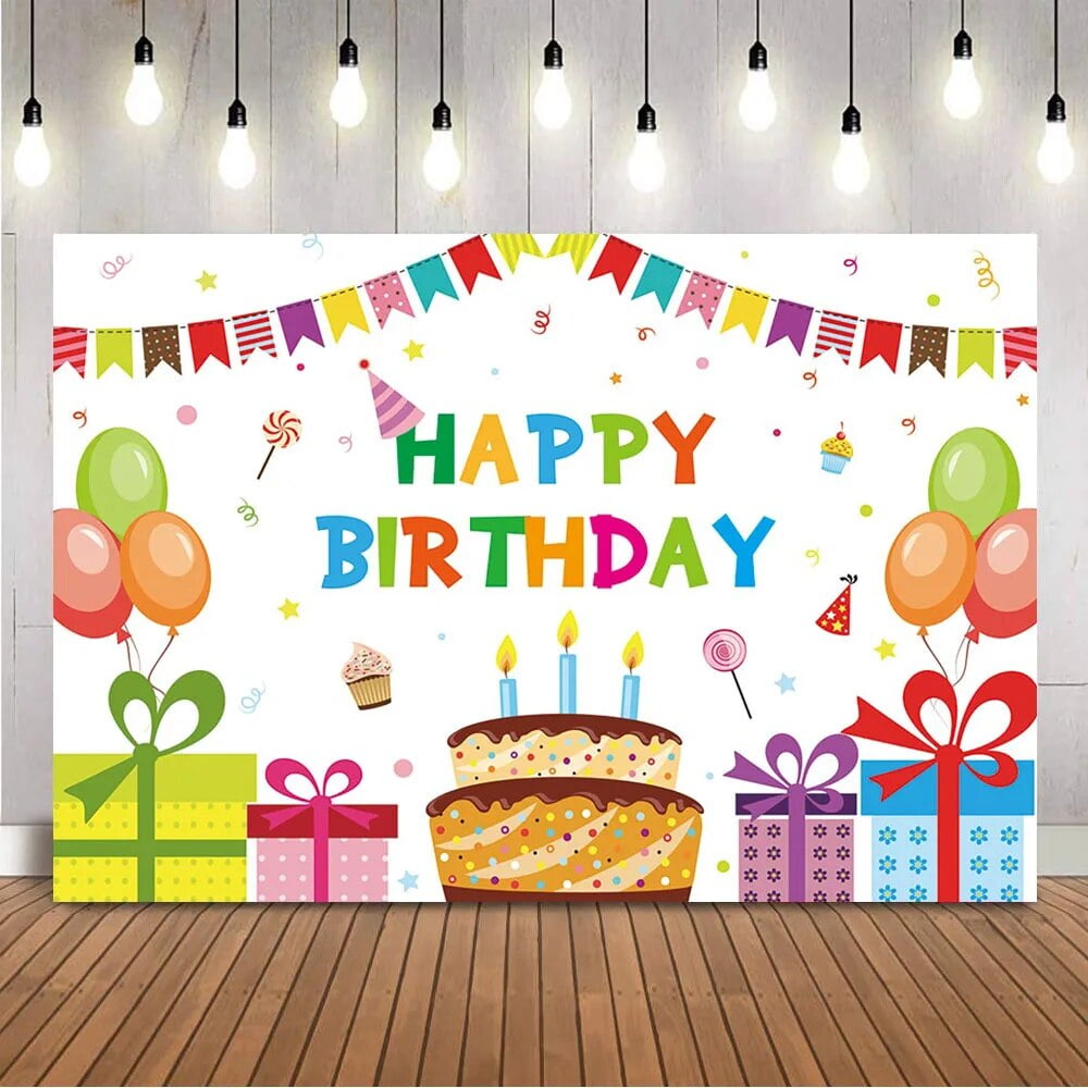 Newborn Baby Portrait Backdrop Happy Birthday Party Decoration Balloons ...