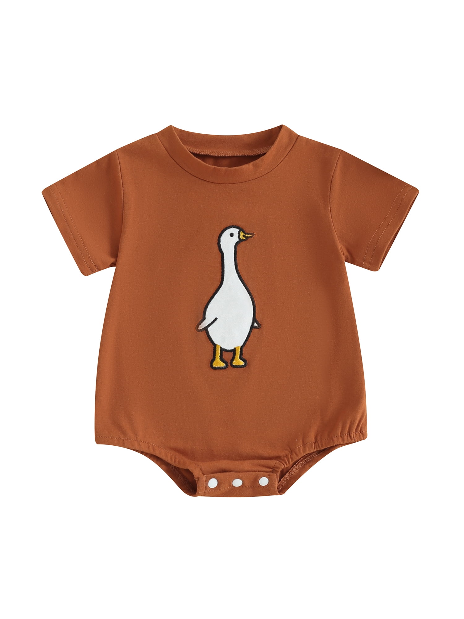 Newborn Baby Romper Boy Girl Cartoon Duck Print Round Neck Short Sleeve ...