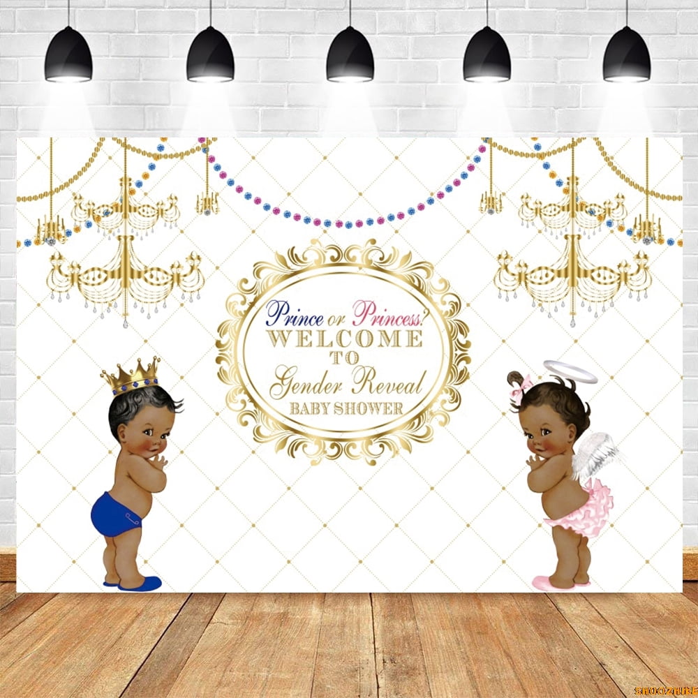 Newborn Baby Shower Birthday Backdrop Boy And Girl Twins ss Crown Blue ...