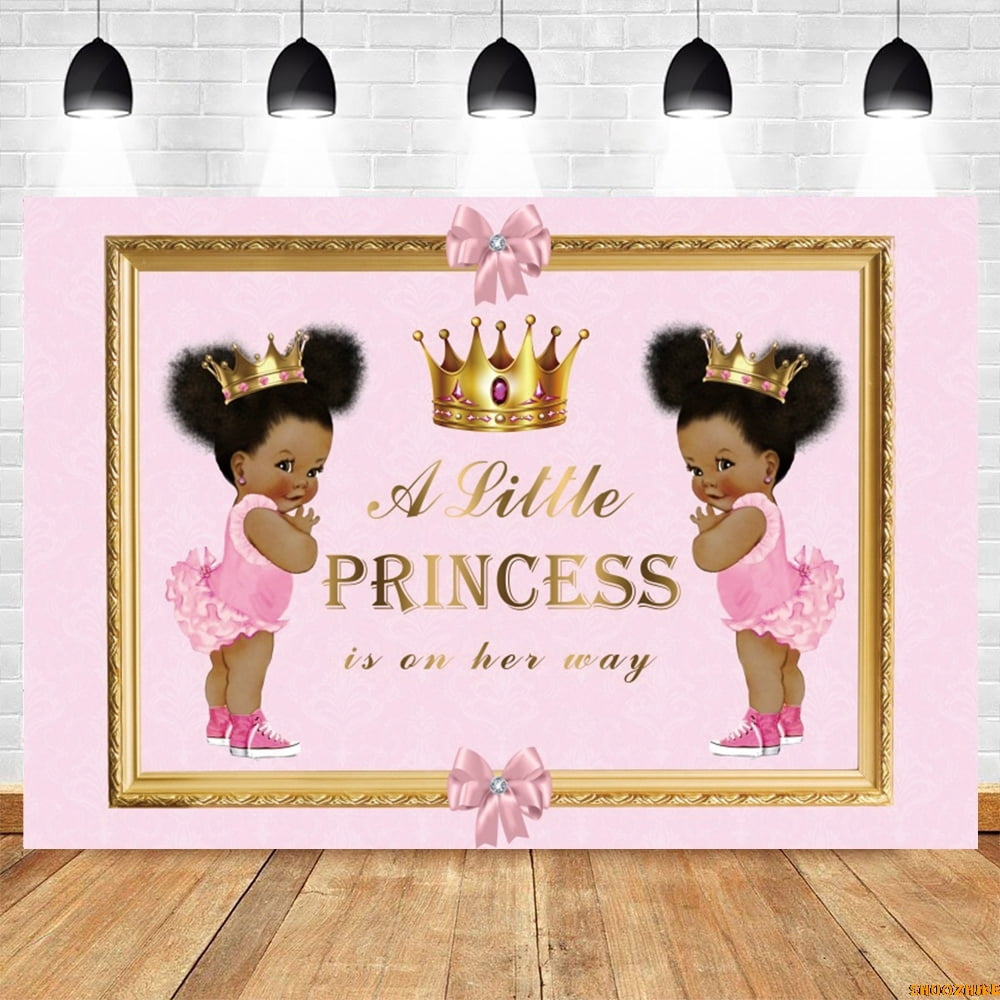 Newborn Baby Shower Birthday Backdrop Boy And Girl Twins ss Crown Blue ...
