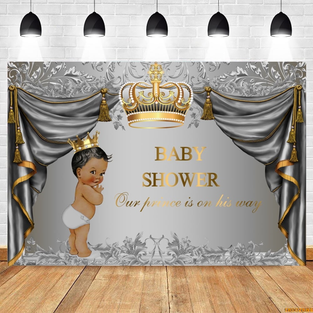 Newborn Baby Shower Birthday Backdrop Boy And Girl Twins ss Crown Blue ...