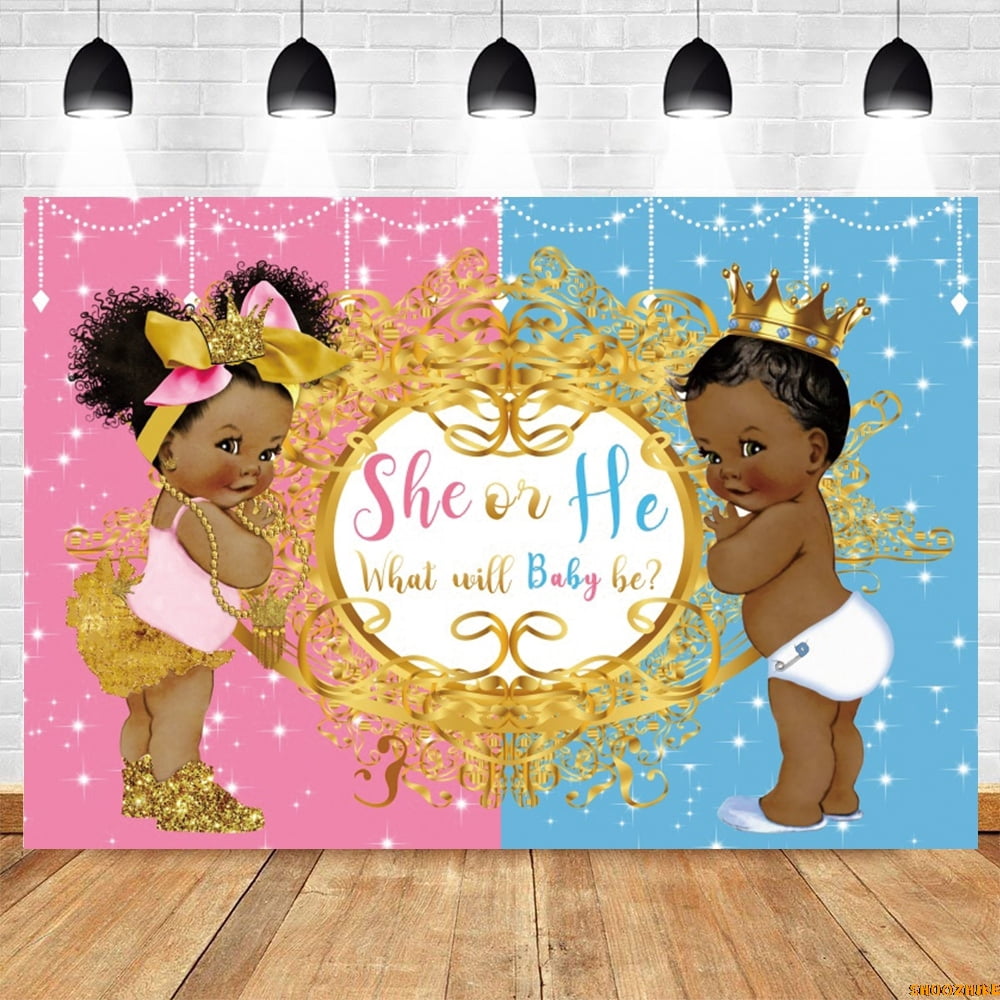 Newborn Baby Shower Birthday Backdrop Boy And Girl Twins ss Crown Blue ...