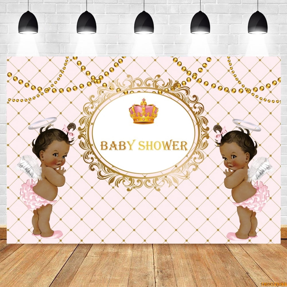 Newborn Baby Shower Birthday Backdrop Boy And Girl Twins ss Crown Blue ...