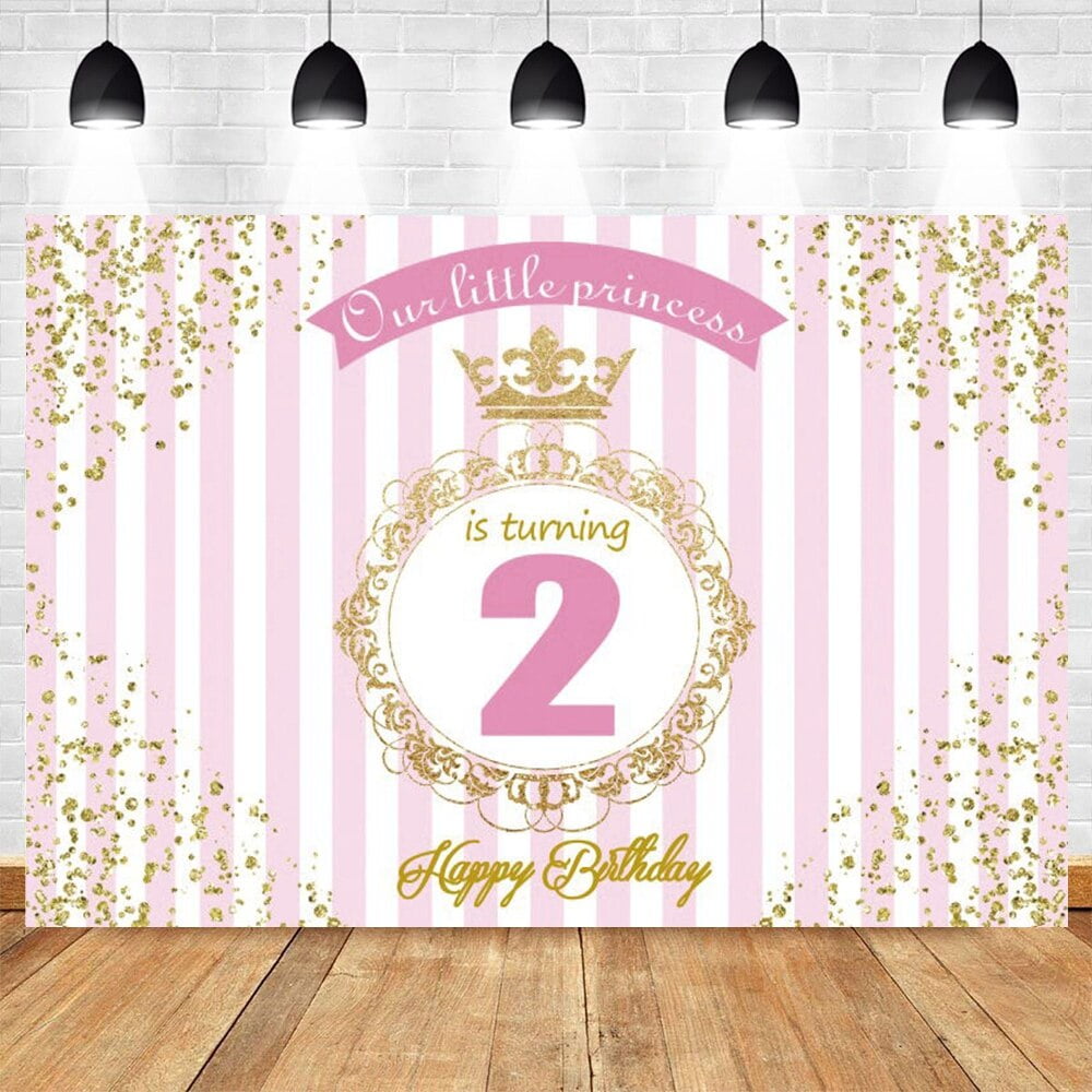 Newborn Baby Shower Birthday Party Backdrop Gold Crown Boy Girl Pink ss ...