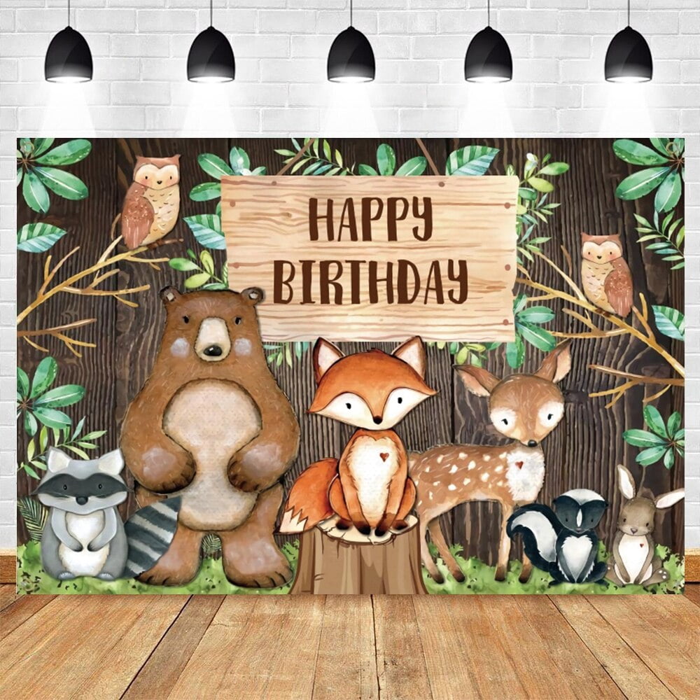 Newborn Baby Shower Birthday Photozone Background Safari Party Woodland ...