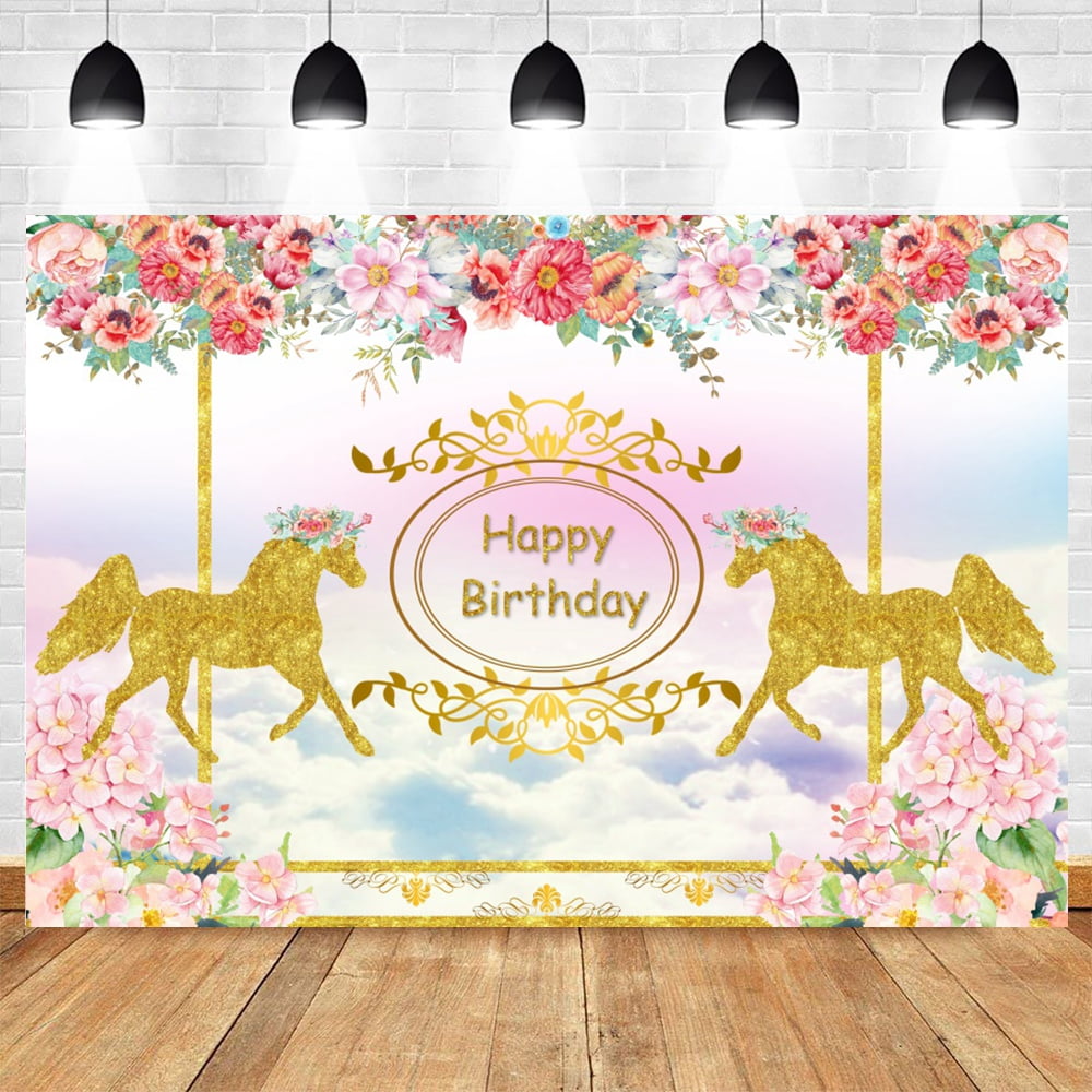 Newborn Baby Shower Carousel Horse Backdrop Princess Birthday Party ...