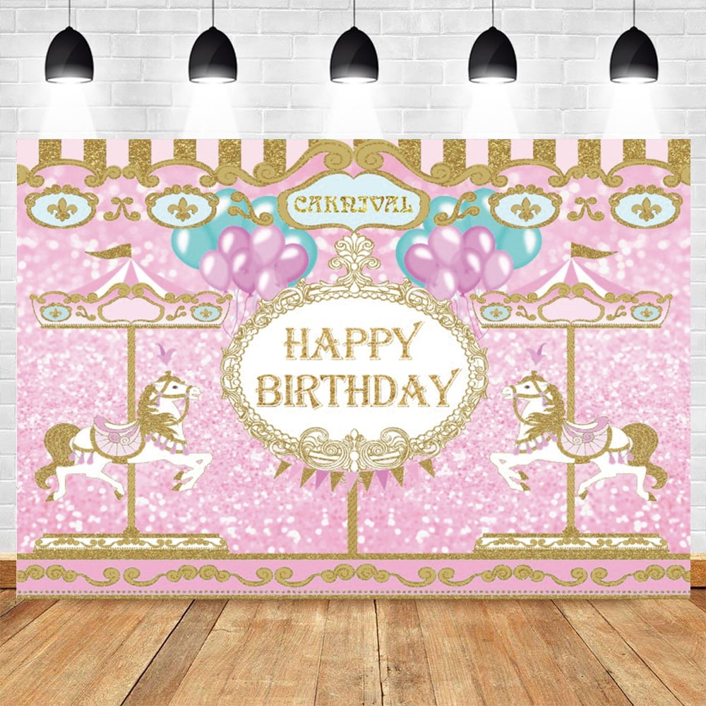 Newborn Baby Shower Carousel Horse Backdrop Princess Birthday Party ...