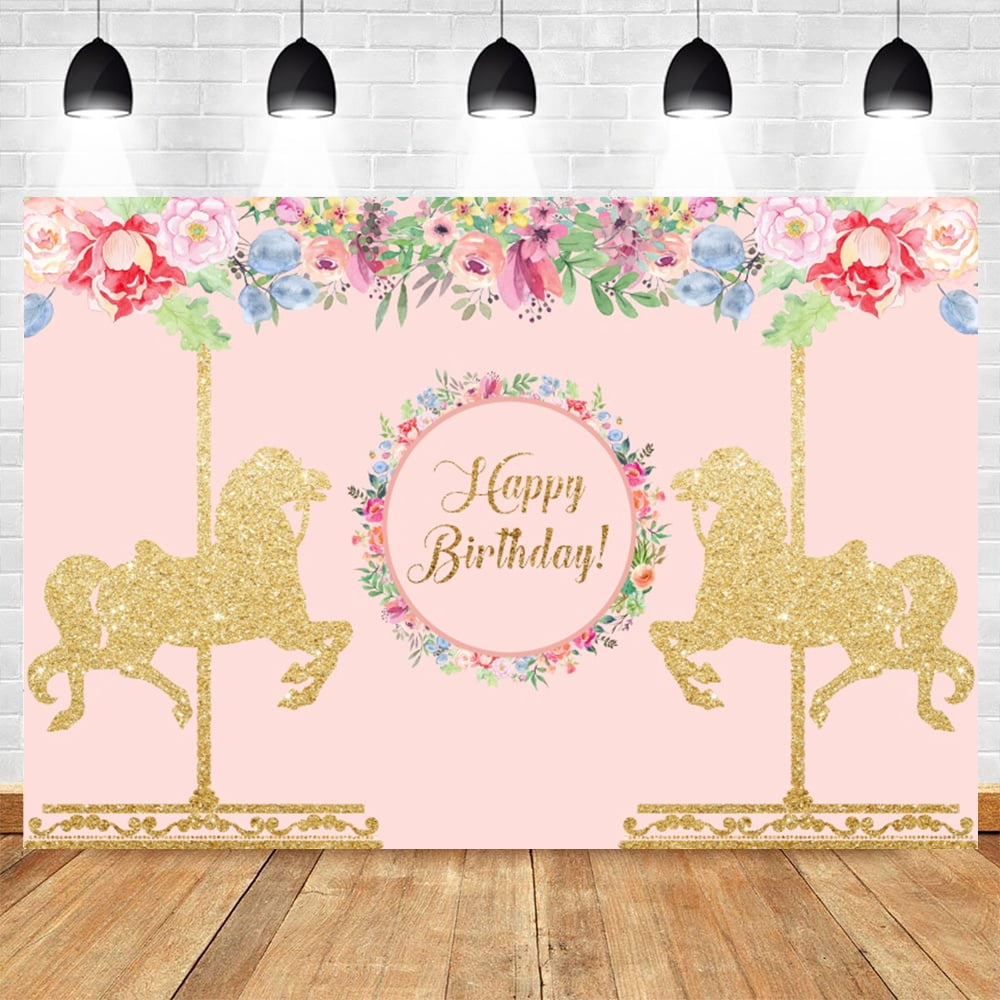 Newborn Baby Shower Carousel Horse Backdrop Princess Birthday Party ...