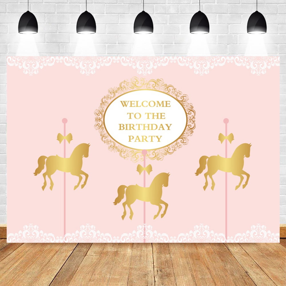 Newborn Baby Shower Carousel Horse Backdrop Princess Birthday Party ...