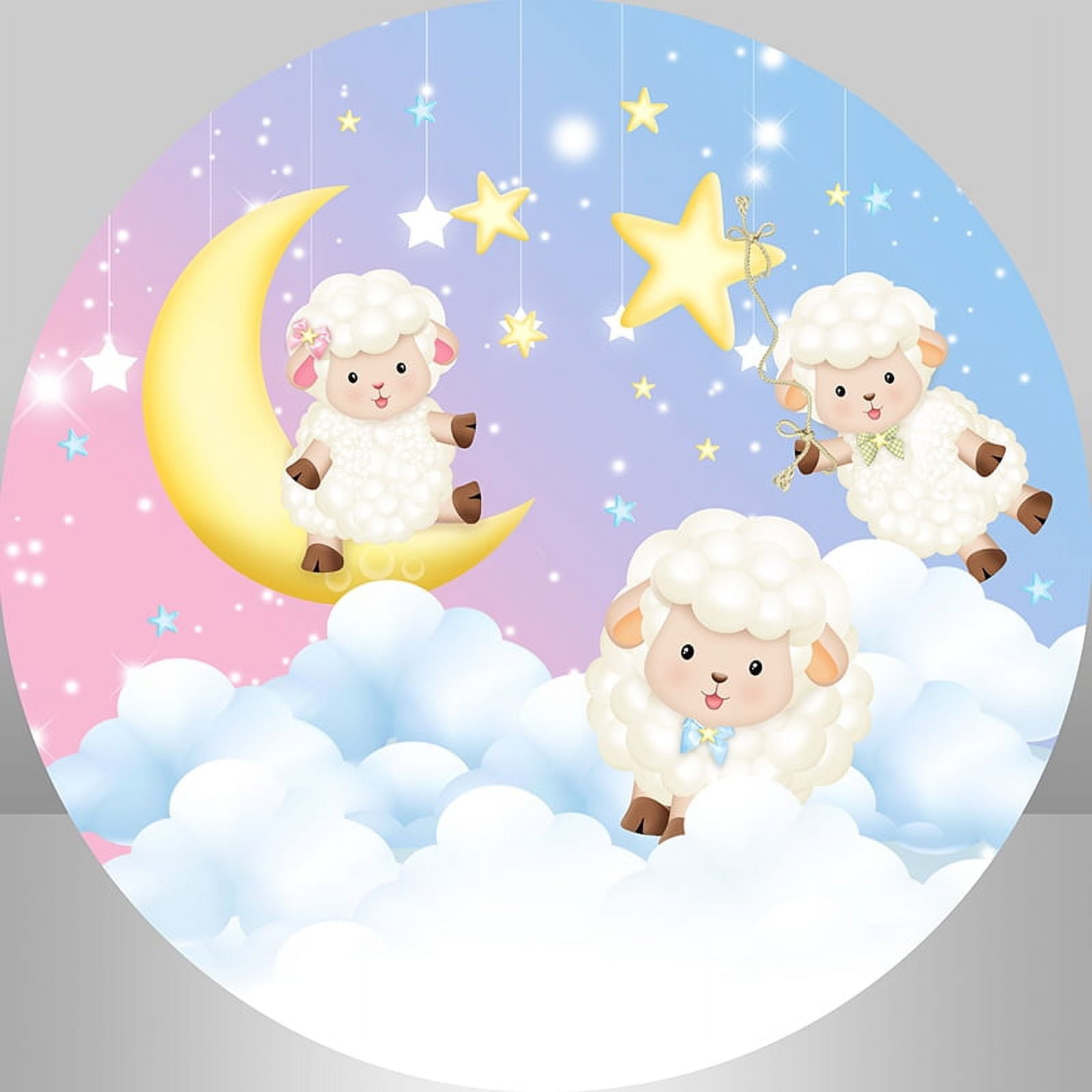 Newborn Baby Shower Photo Background Moon Stars Cloudstheme Circle ...