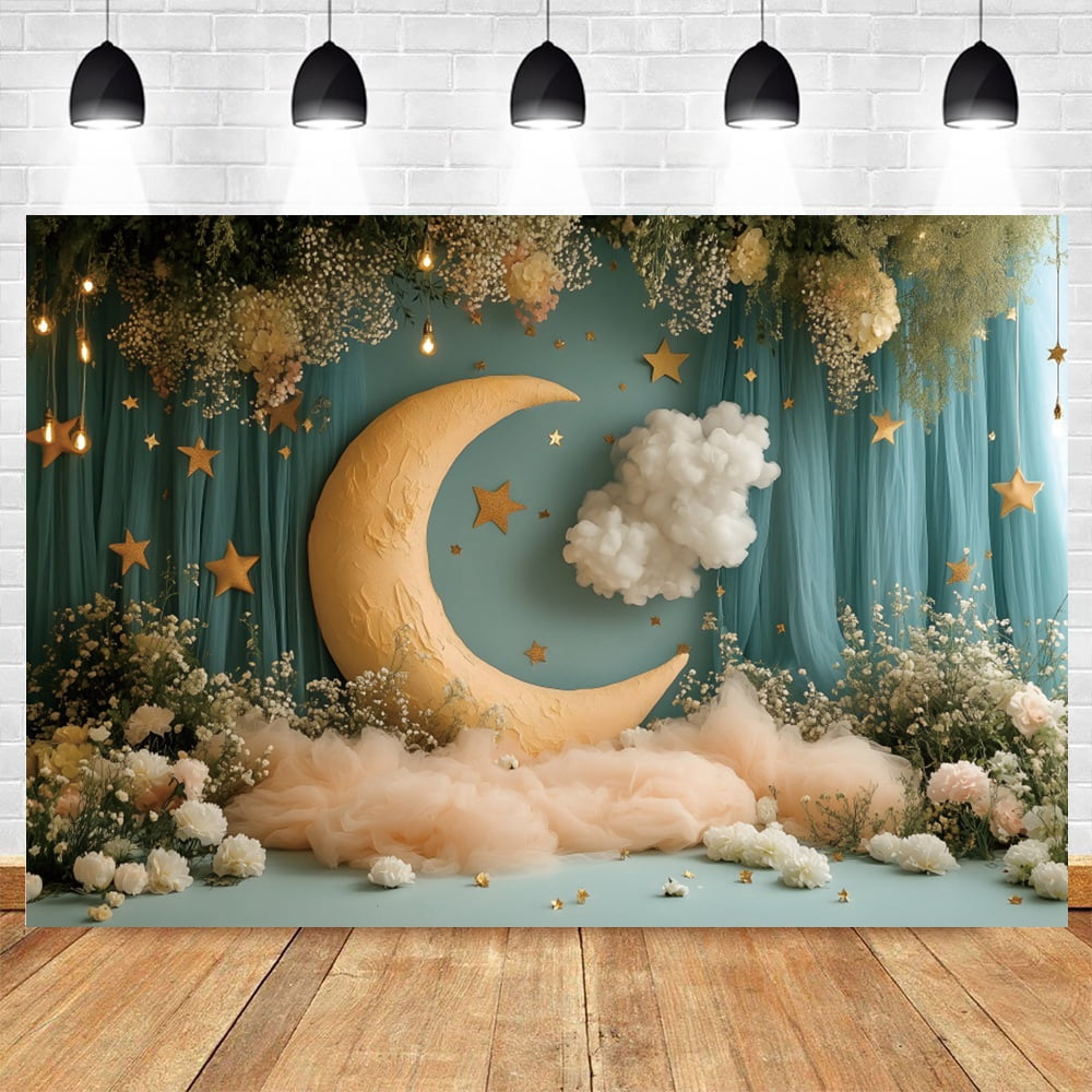 Newborn Baby Shower Portrait Photography Backdrops Moon Flowers Girl ...
