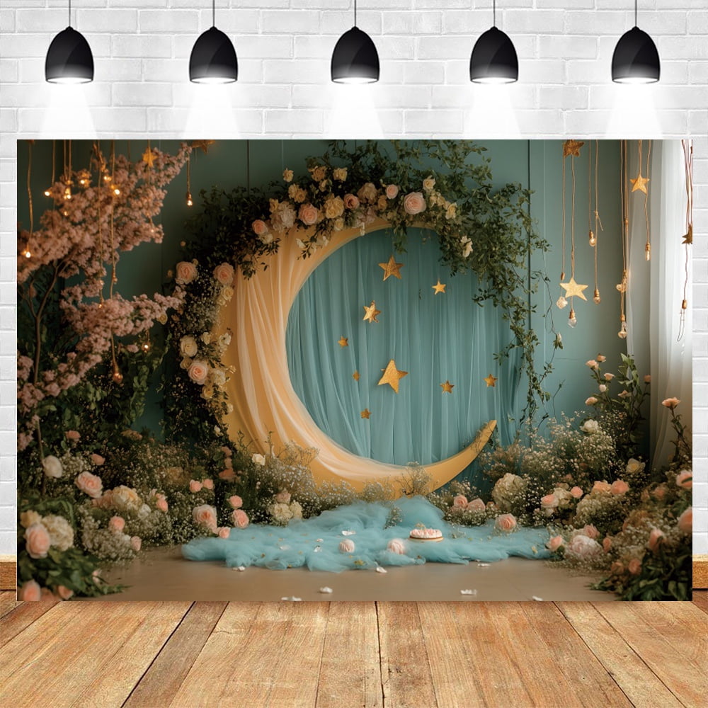 Newborn Baby Shower Portrait Photography Backdrops Moon Flowers Girl ...