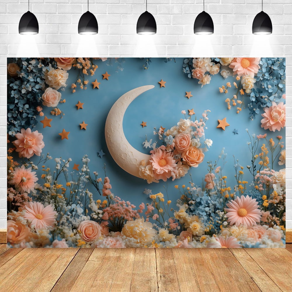 Newborn Baby Shower Portrait Photography Backdrops Moon Flowers Girl ...