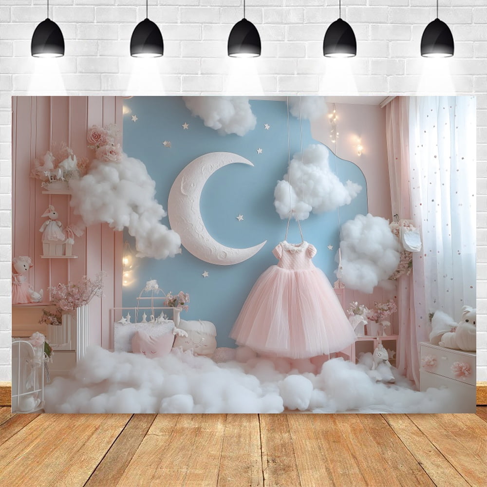 Newborn Baby Shower Portrait Photography Backdrops Moon Flowers Girl ...