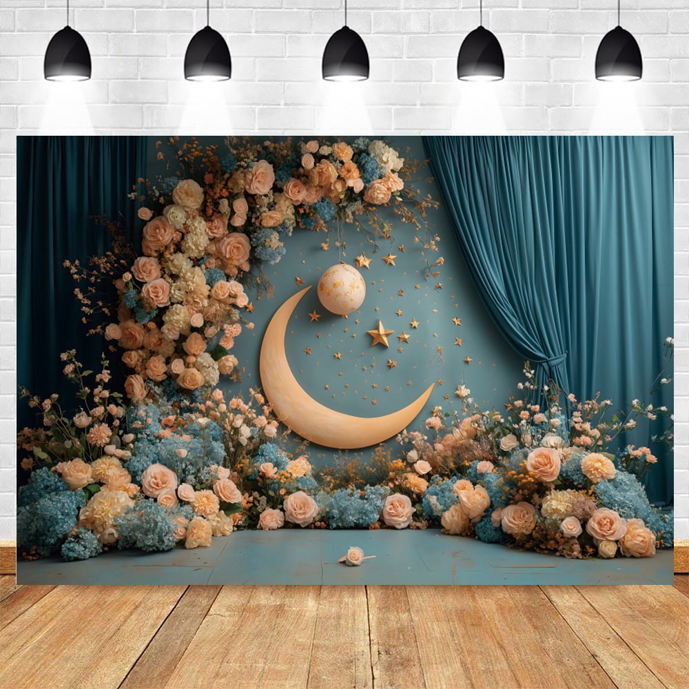 Newborn Baby Shower Portrait Photography Backdrops Moon Flowers Girl ...