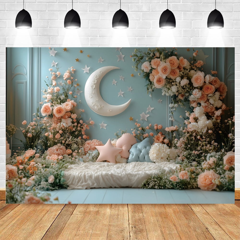 Newborn Baby Shower Portrait Photography Backdrops Moon Flowers Girl Boy Interior Birthday Party ...