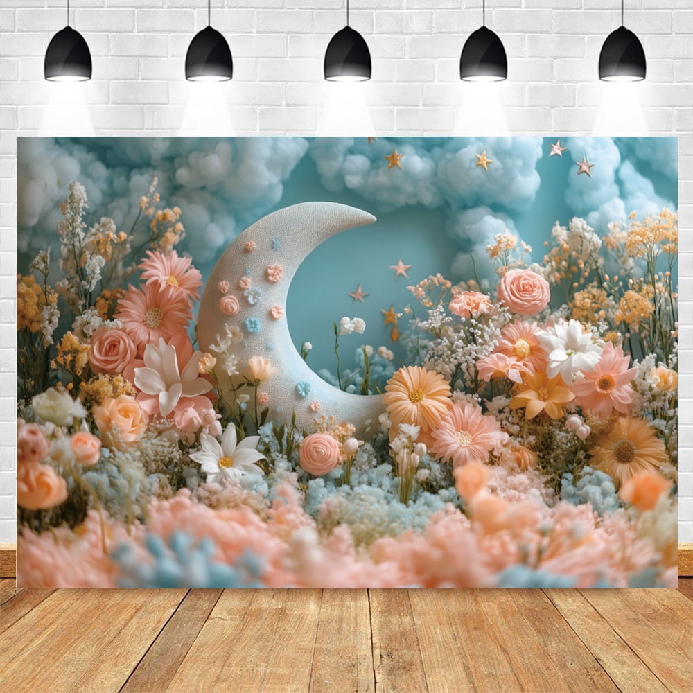 Newborn Baby Shower Portrait Photography Backdrops Moon Flowers Girl ...