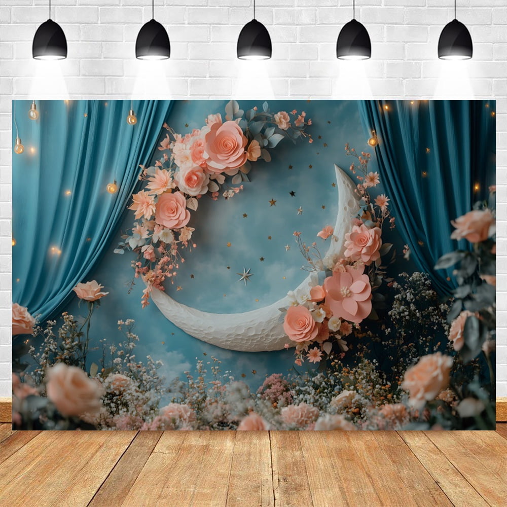 Newborn Baby Shower Portrait Photography Backdrops Moon Flowers Girl ...