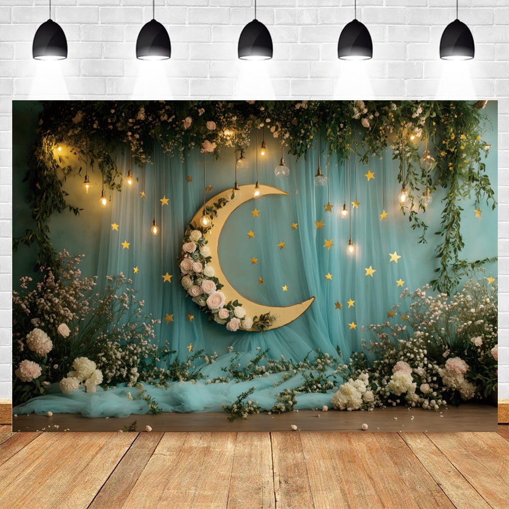 Newborn Baby Shower Portrait Photography Backdrops Moon Flowers Girl ...