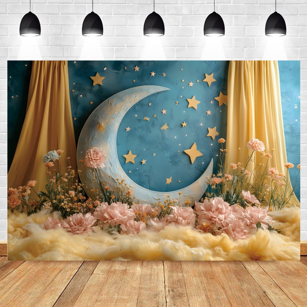 Newborn Baby Shower Portrait Photography Backdrops Moon Flowers Girl ...