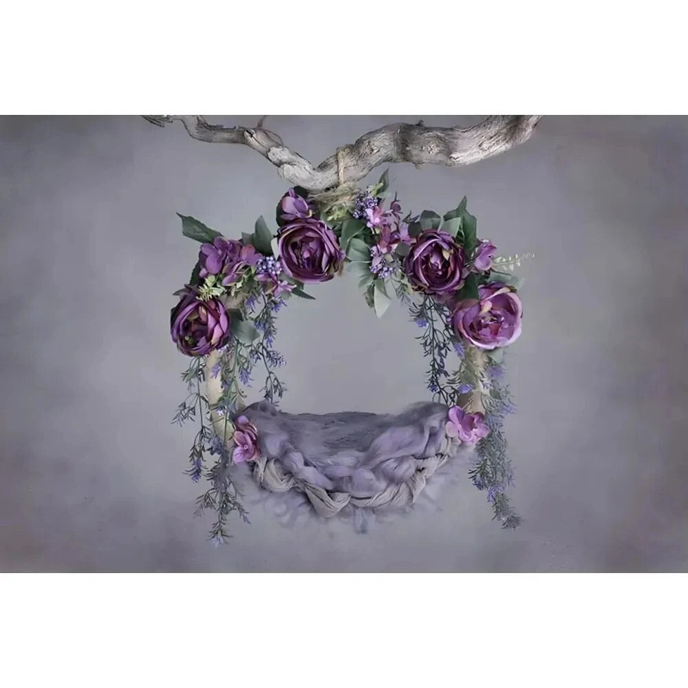 Newborn Backdrop Baby Shower Spring Flower Wood Floor Swing Birthday ...