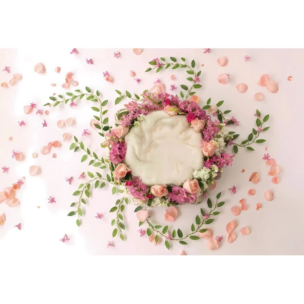Newborn Backdrop Baby Shower Spring Flower Wood Floor Swing Birthday ...