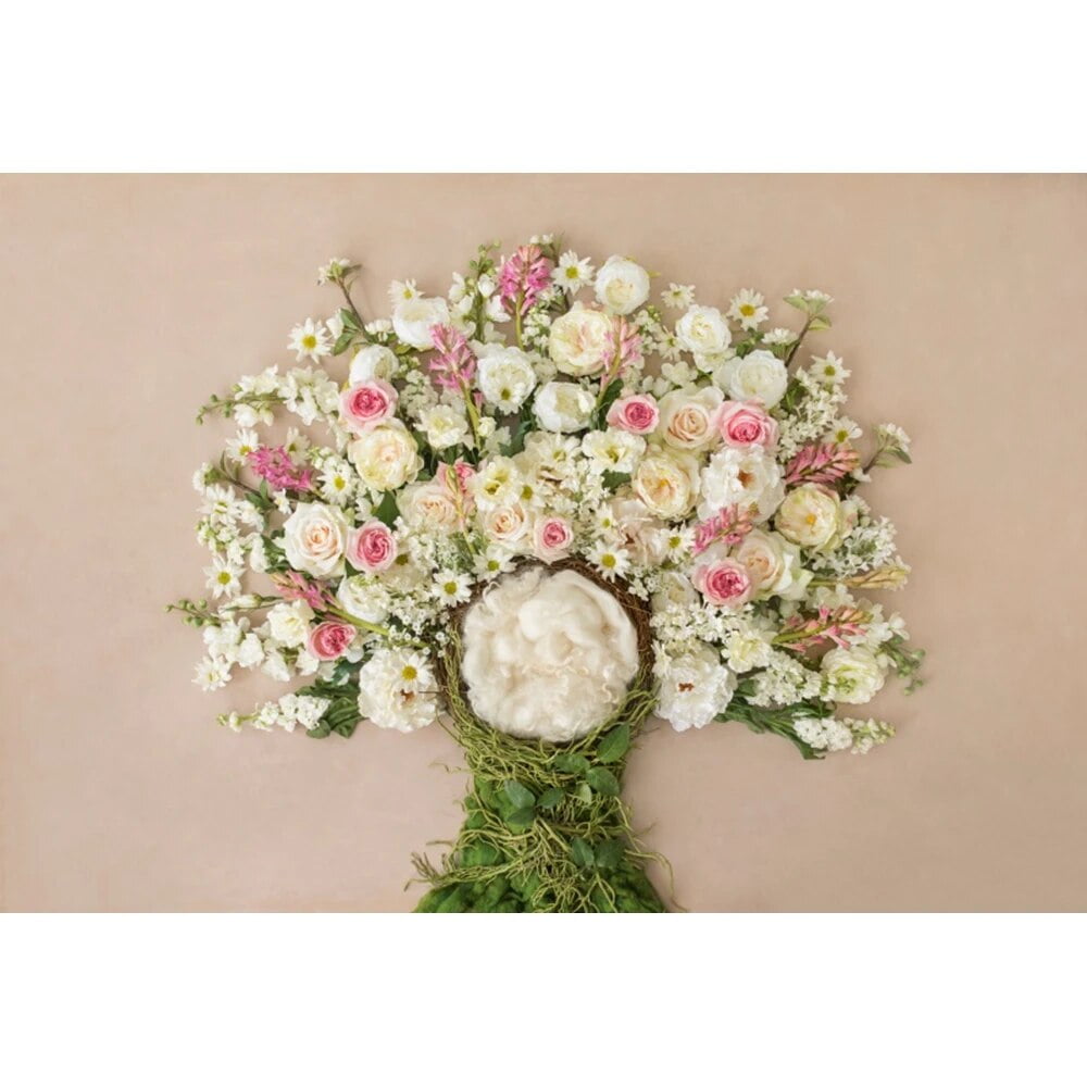 Newborn Backdrop Baby Shower Spring Flower Wood Floor Swing Birthday ...