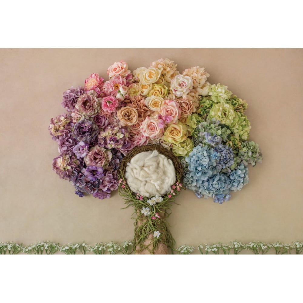 Newborn Backdrop Baby Shower Spring Flower Wood Floor Swing Birthday ...