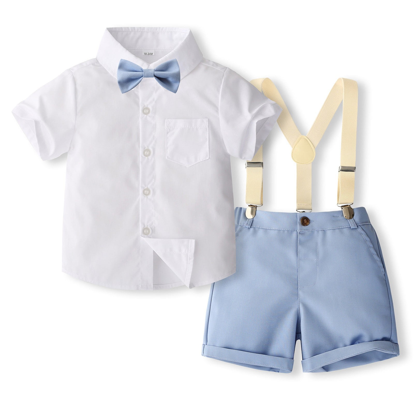 Newborn Boy Outfits Toddler Boys'summer Solid Color Gentleman Shirt and ...