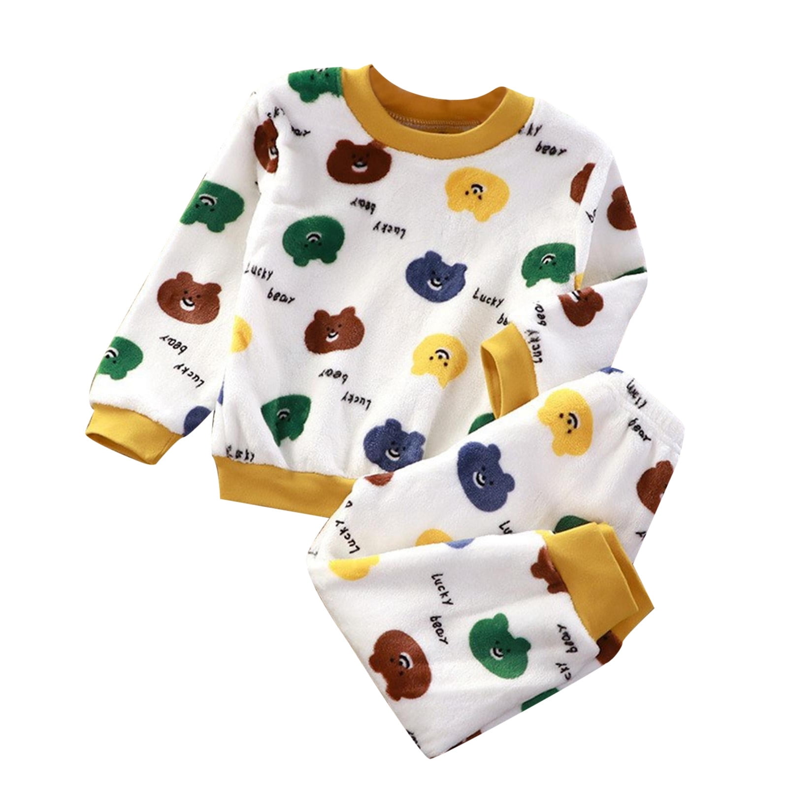 Newborn Children Outfits Flannel Suit Baby Fleece Pajamas Boys' Homewear Girls' Cartoon Warm ...