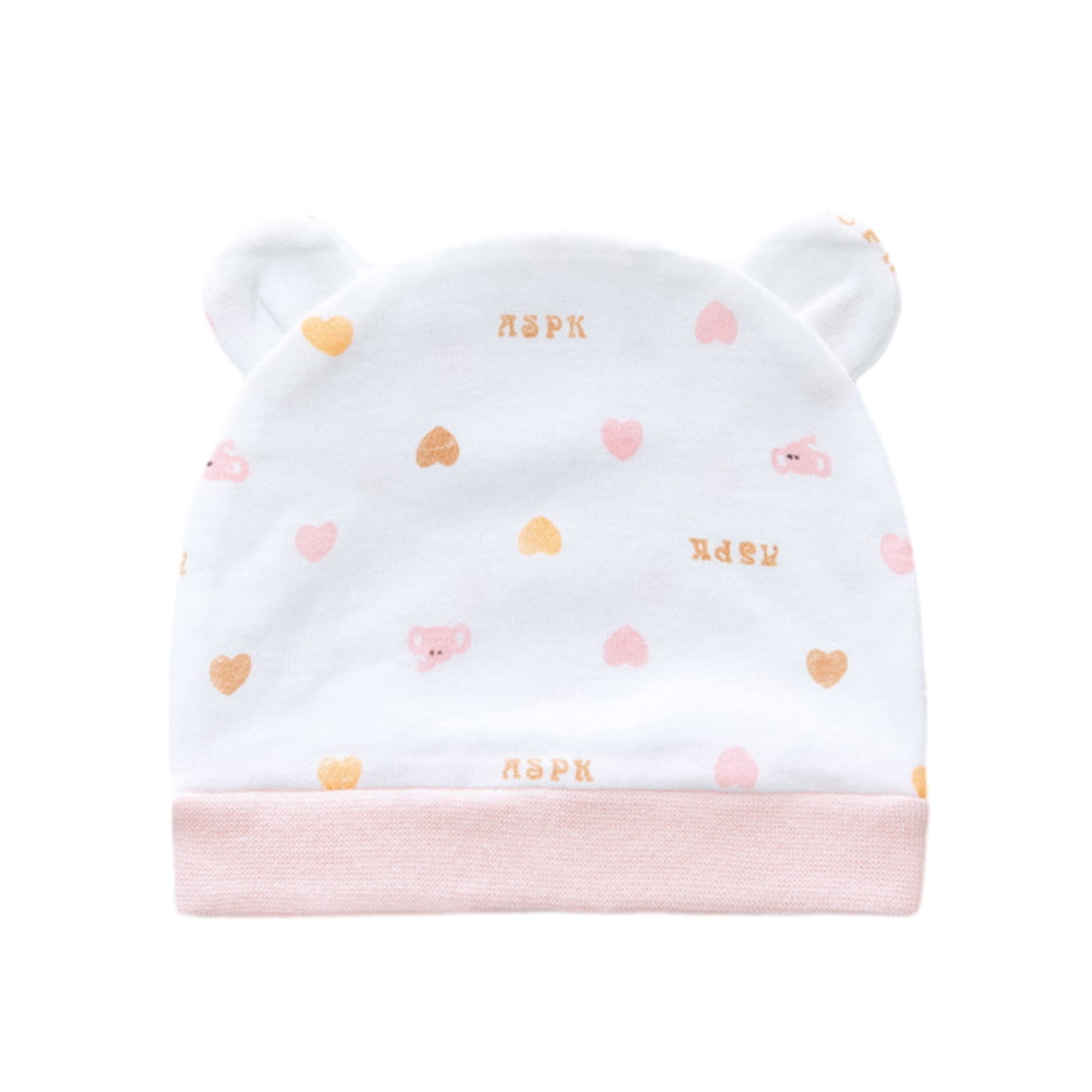 Newborn Cotton Hats Print Cartoon Preemie Baby Hats Bear Ears Beanies ...