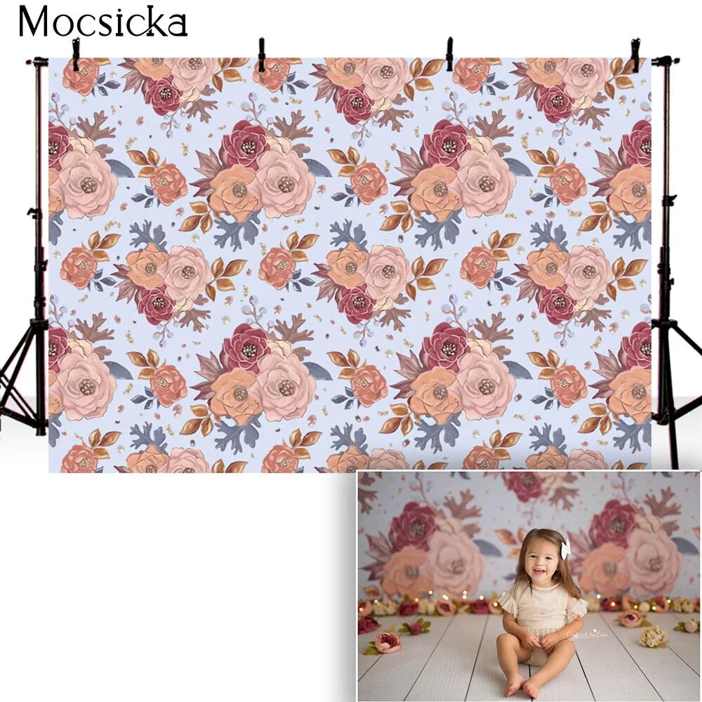Newborn Floral Portrait Photography Backdrop Kids Art Abstract Floral ...