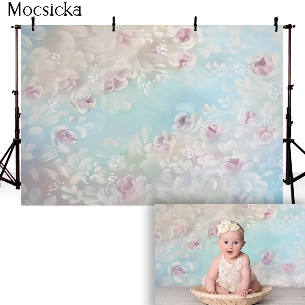 Newborn Floral Portrait Photography Backdrop Kids Art Abstract Floral ...