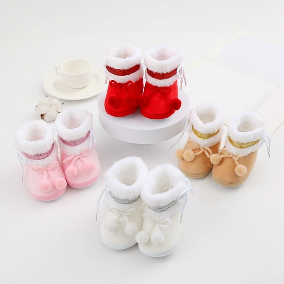 Fur Pom-Pom Sock Shoes Boys Girls First Walking Shoes Non Slipper ...