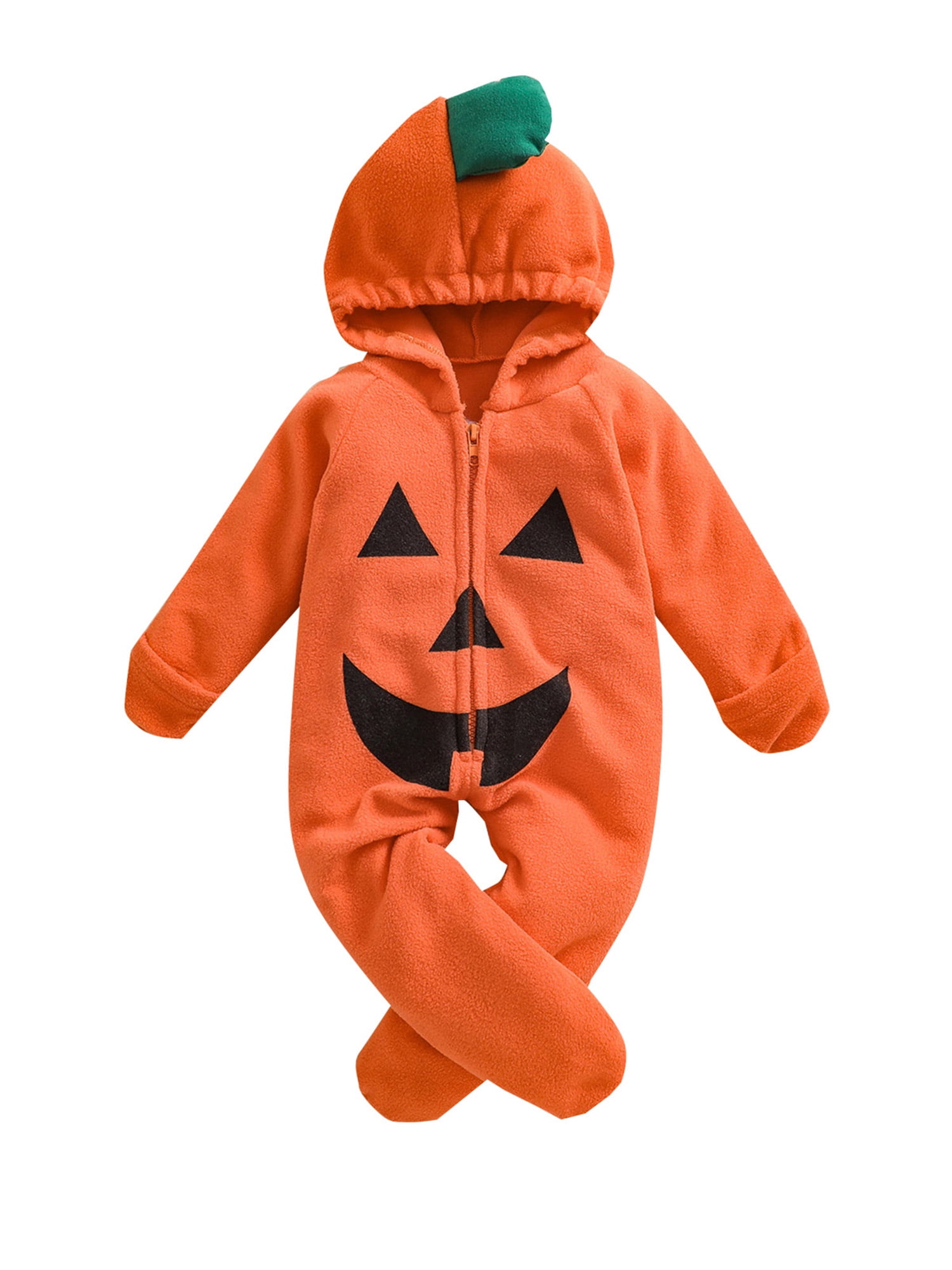 Newborn Infant Baby Boy Girl Halloween Outfit Pumpkin Romper Long Sleeve Hooded One Piece ...