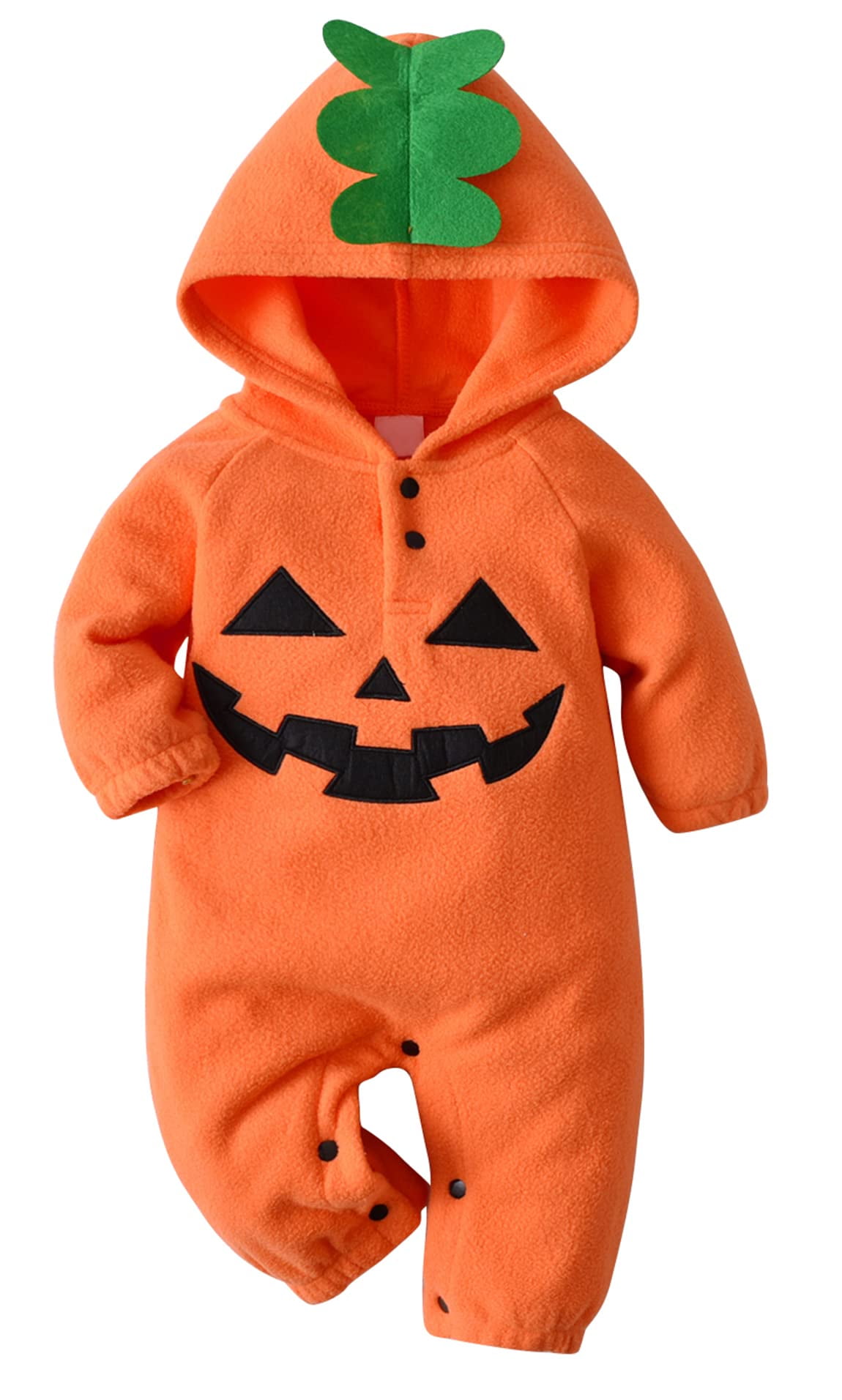 Newborn Infant Baby Boy Girl Halloween Outfit Pumpkin Romper Long Sleeve Hooded One Piece ...