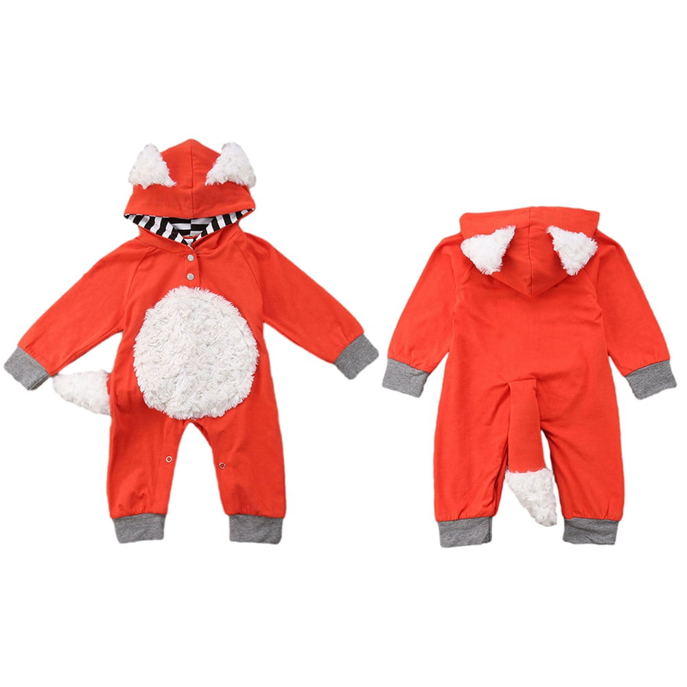 Newborn Infant Baby Boy Girl Kids Fox Boysuit Romper Jumpsuit Clothes ...