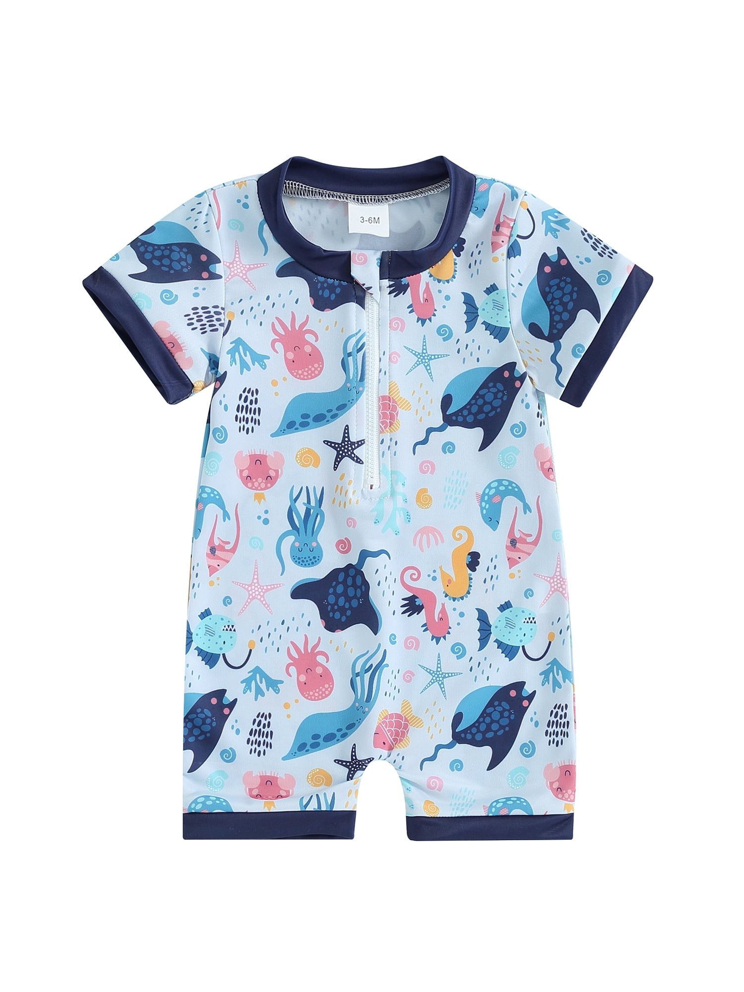 Newborn Infant Baby Boy Swimsuit Dinosaur Octopus Print Short Sleeve ...