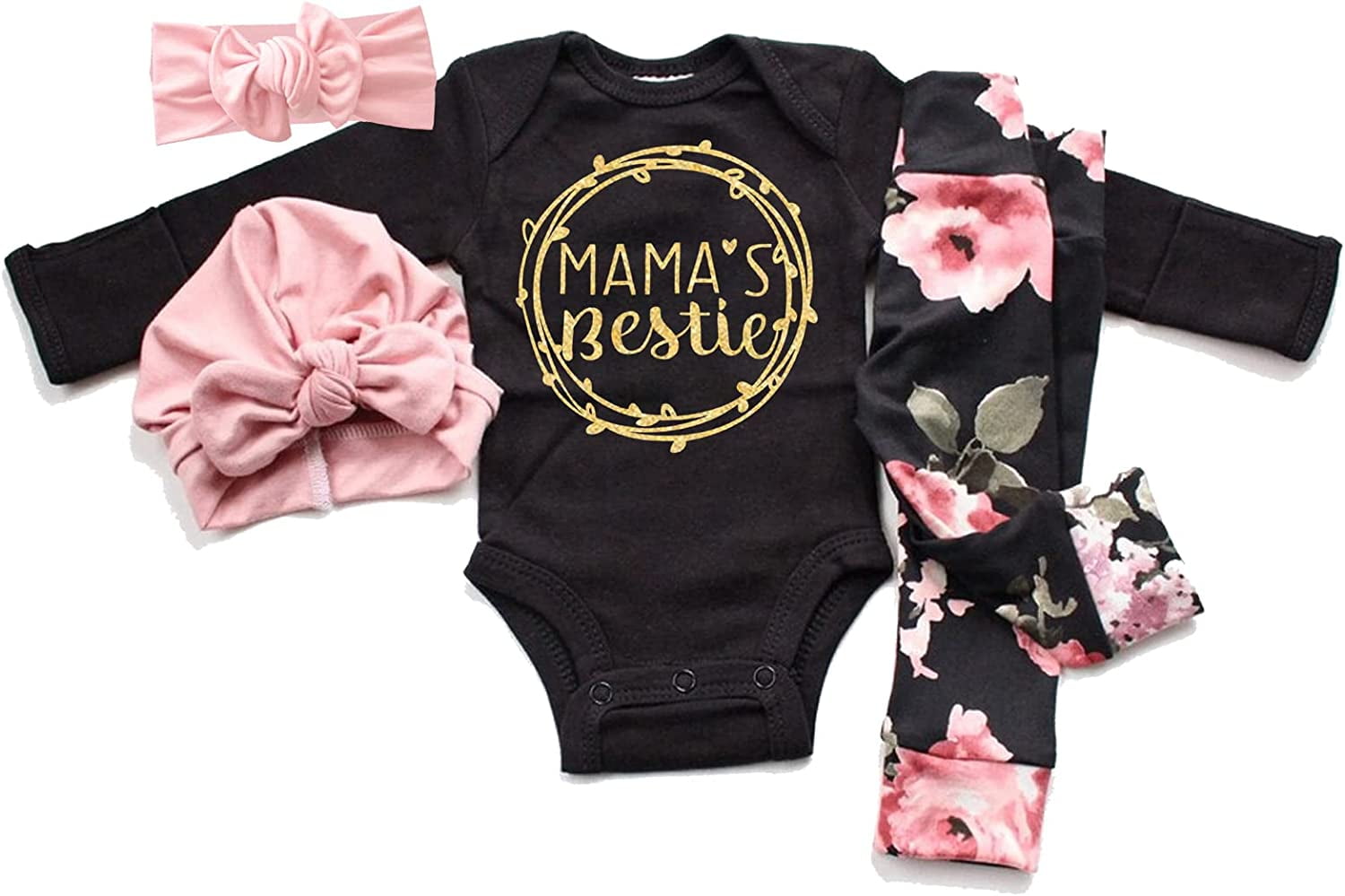 Newborn Infant Baby Girl 4PCS Clothes Romper Pants Set Floral Autumn ...