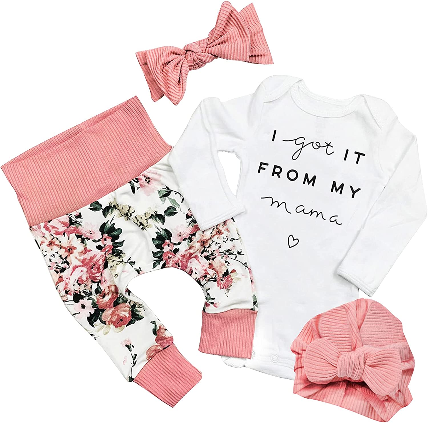 Newborn Infant Baby Girl 4PCS Clothes Romper Pants Set Floral Autumn Newborn Infant Baby Girl 4PCS Clothes Romper Pants Set Floral Autumn