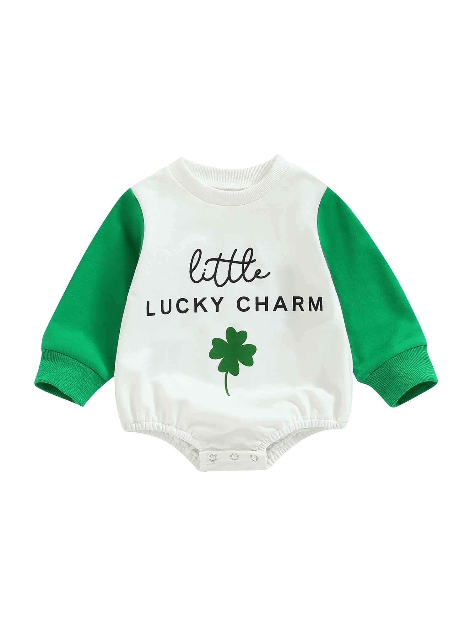 Newborn Infant Baby Girl Boy St Patricks Day Outfit Four Leaf Clover Romper Sweatshirt Long ...