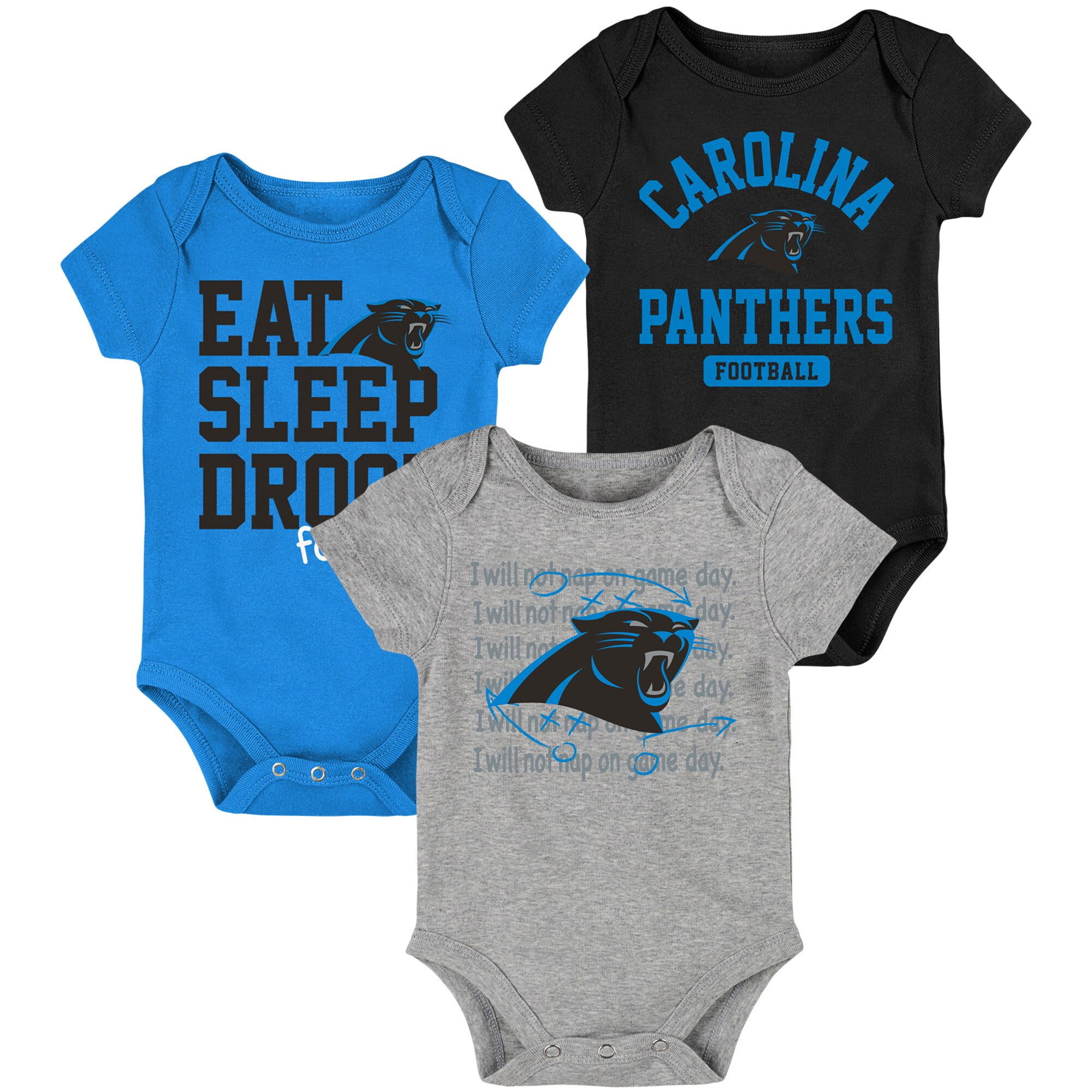 Newborn & Infant Black/Blue Carolina Panthers Eat Sleep Drool Football ...